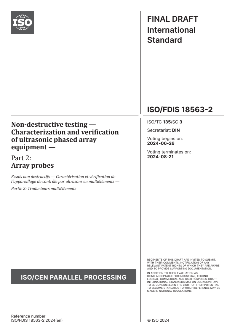 ISO/FDIS 18563-2 - Non-destructive testing — Characterization and ...