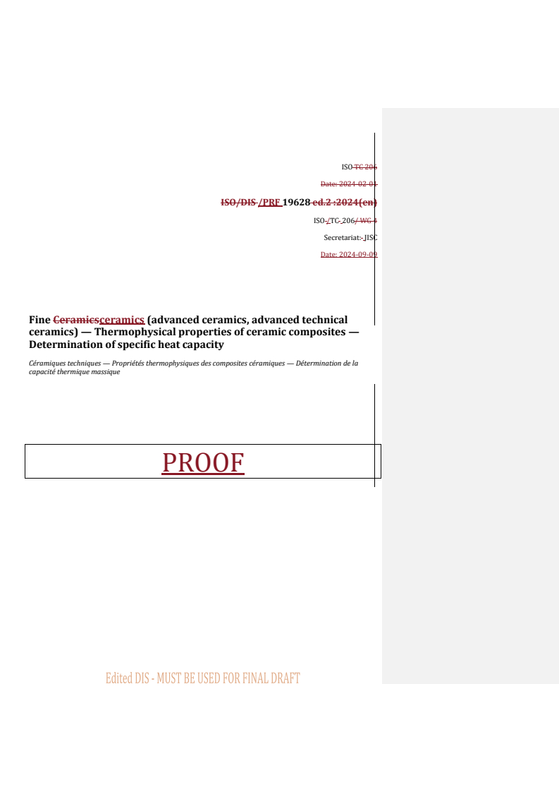 ISO 19628 - Fine ceramics (advanced ceramics, advanced technical ceramics) — Thermophysical