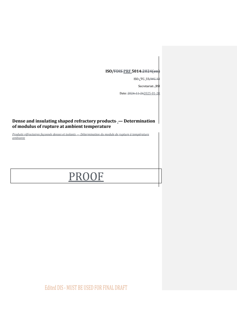 ISO/PRF 5014 - Dense and insulating shaped refractory products ...