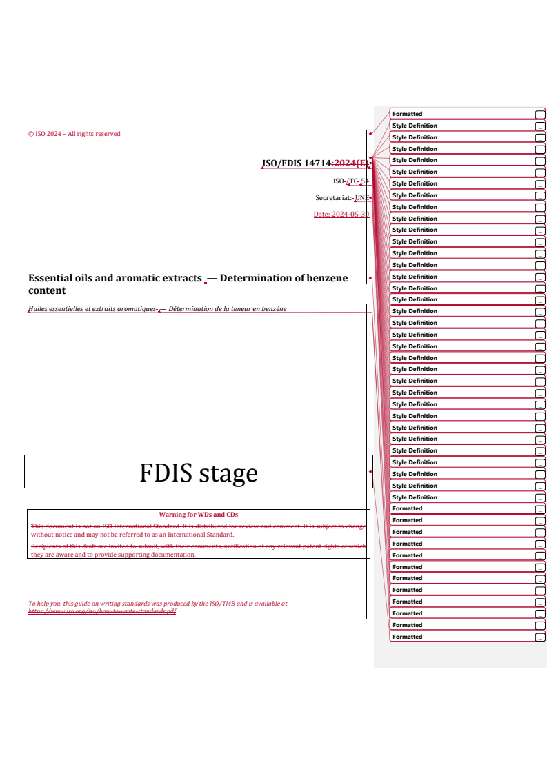 ISO 14714 - Essential oils and aromatic extracts — Determination of benzene content