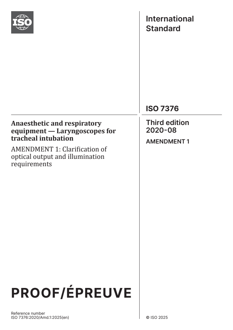 ISO 7376:2020/Amd 1 - Anaesthetic and respiratory equipment ...