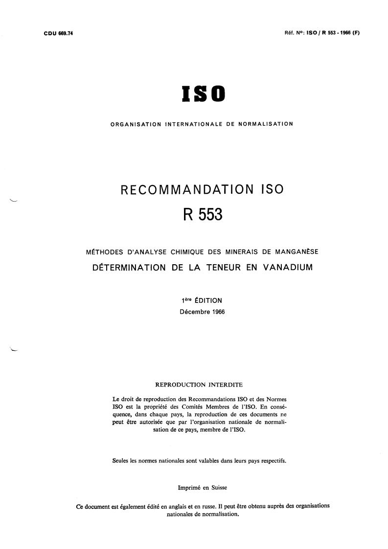 ISO/R 553:1966 - Title missing - Legacy paper document