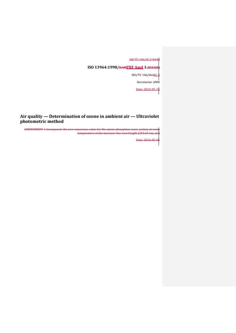 ISO 13964:1998/Amd 1 - Air quality — Determination of ozone in ambient air — Ultraviolet photometric