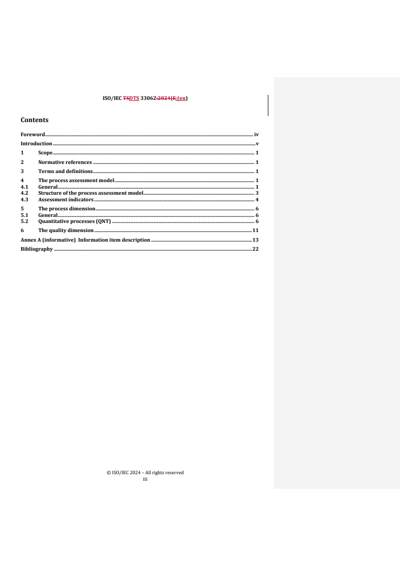 ISO/IEC DTS 33062 - Information technology — Process assessment — Process assessment model for