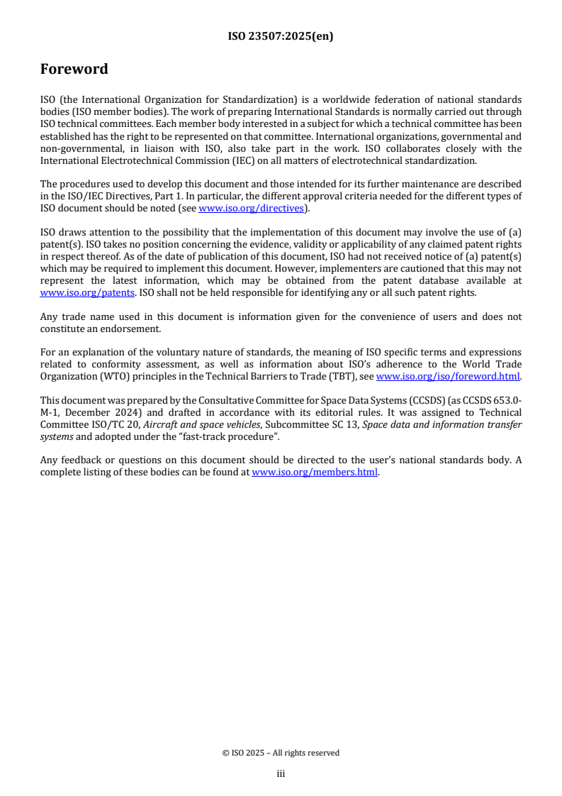 ISO/PRF 23507 - Space data and information transfer systems — Information preparation to enable long