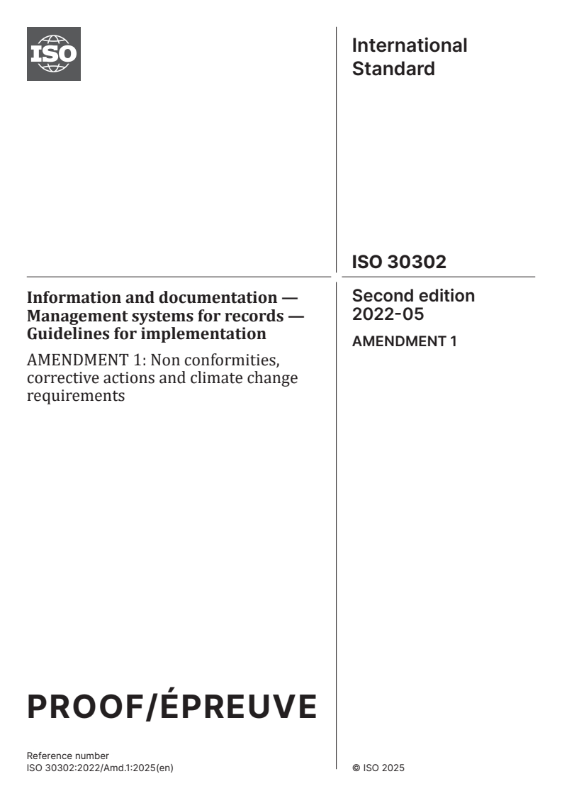 ISO 30302:2022/PRF Amd 1 - Information and documentation — Management ...