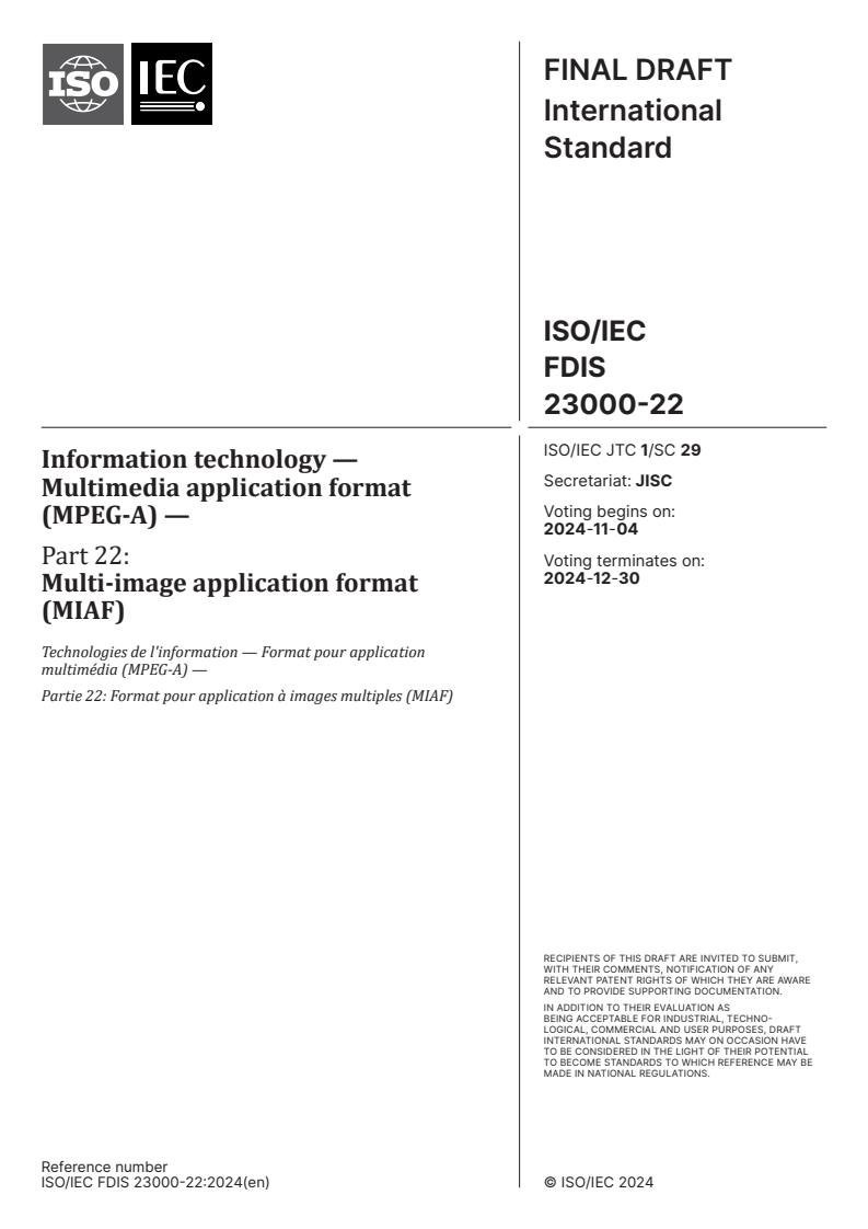 ISO/IEC 23000-22 - Information technology — Multimedia application format (MPEG-A) — Part 22: