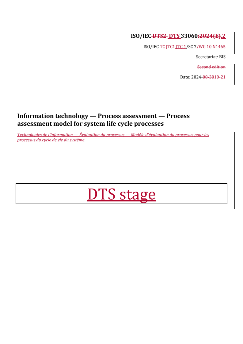 ISO/IEC TS 33060 - Information technology — Process assessment — Process assessment model for system