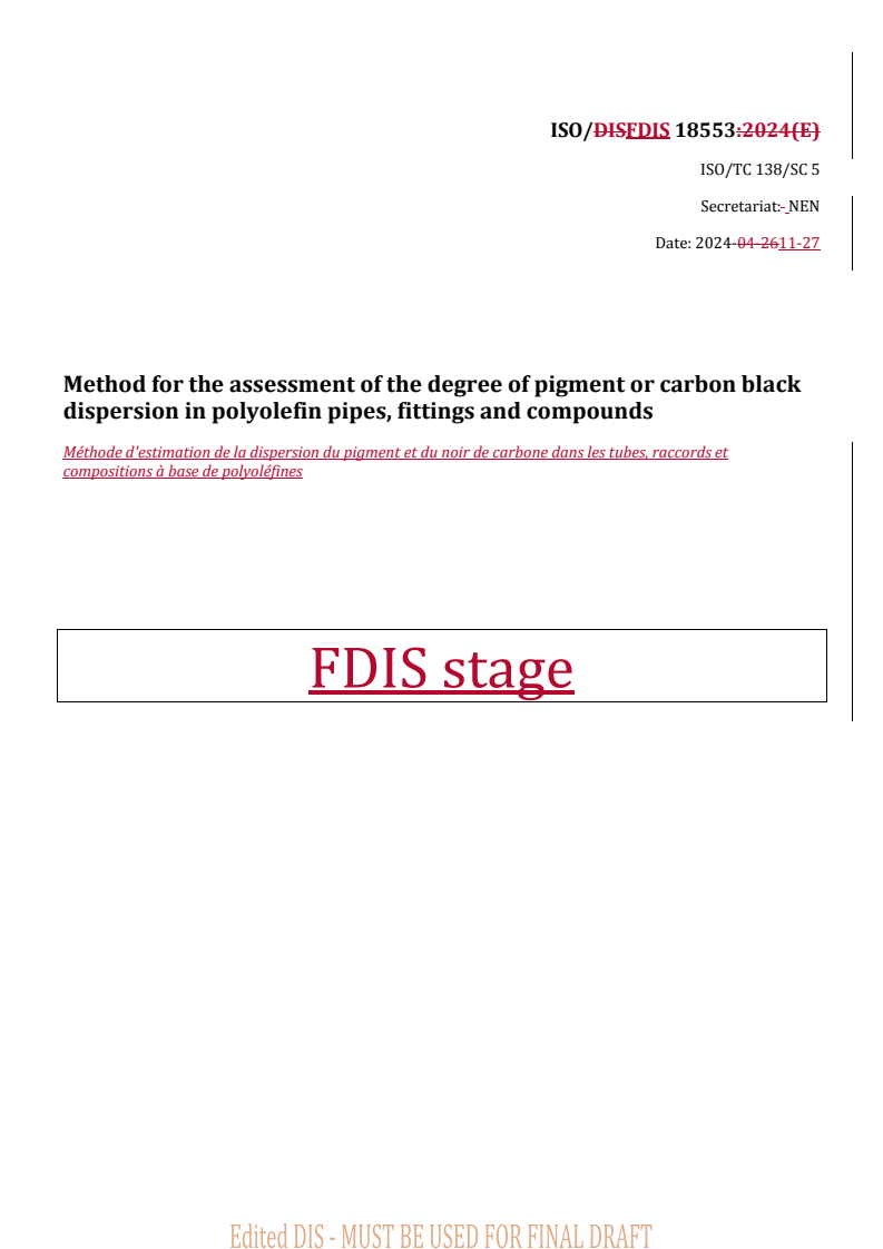 ISO 18553 - Method for the assessment of the degree of pigment or carbon black dispersion in