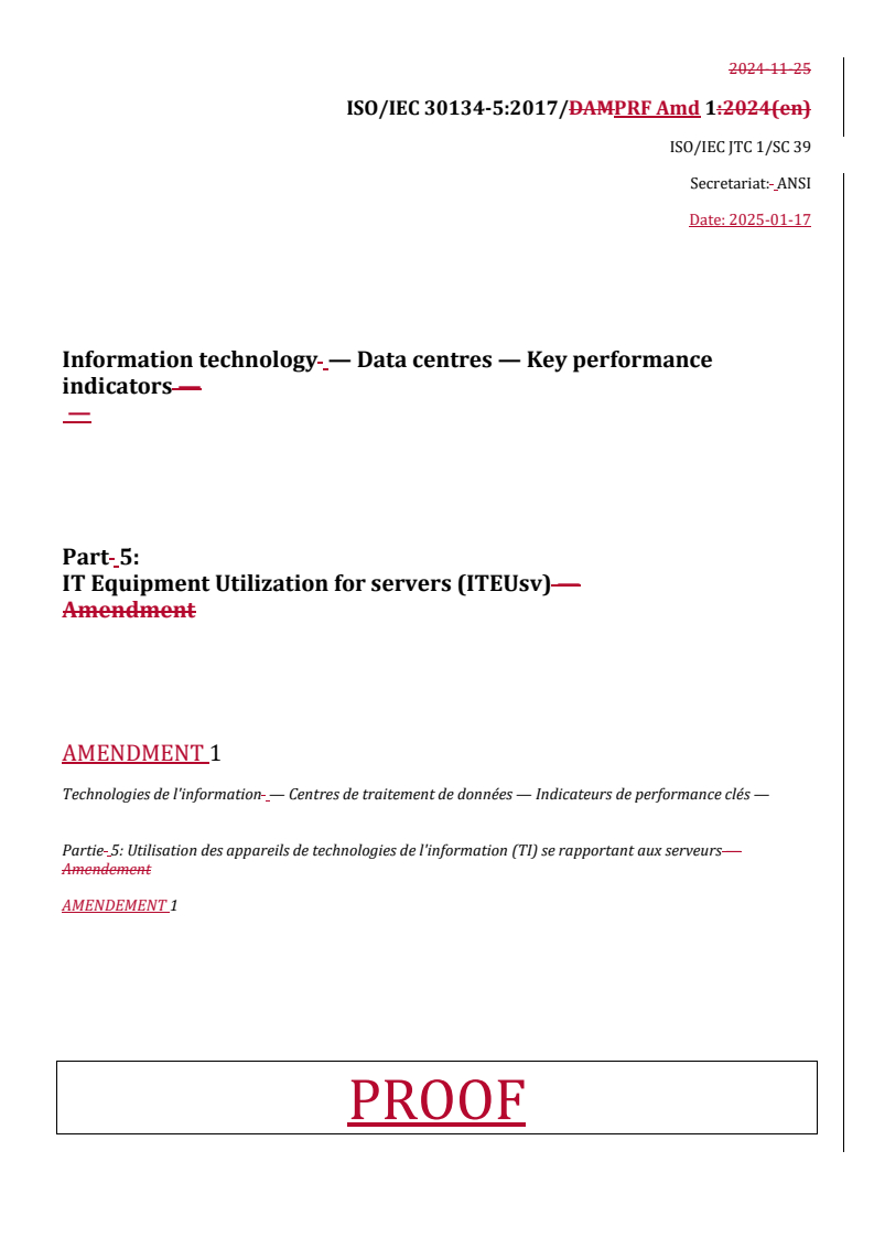 ISO/IEC 30134-5:2017/Amd 1 - Information technology — Data centres — Key performance indicators