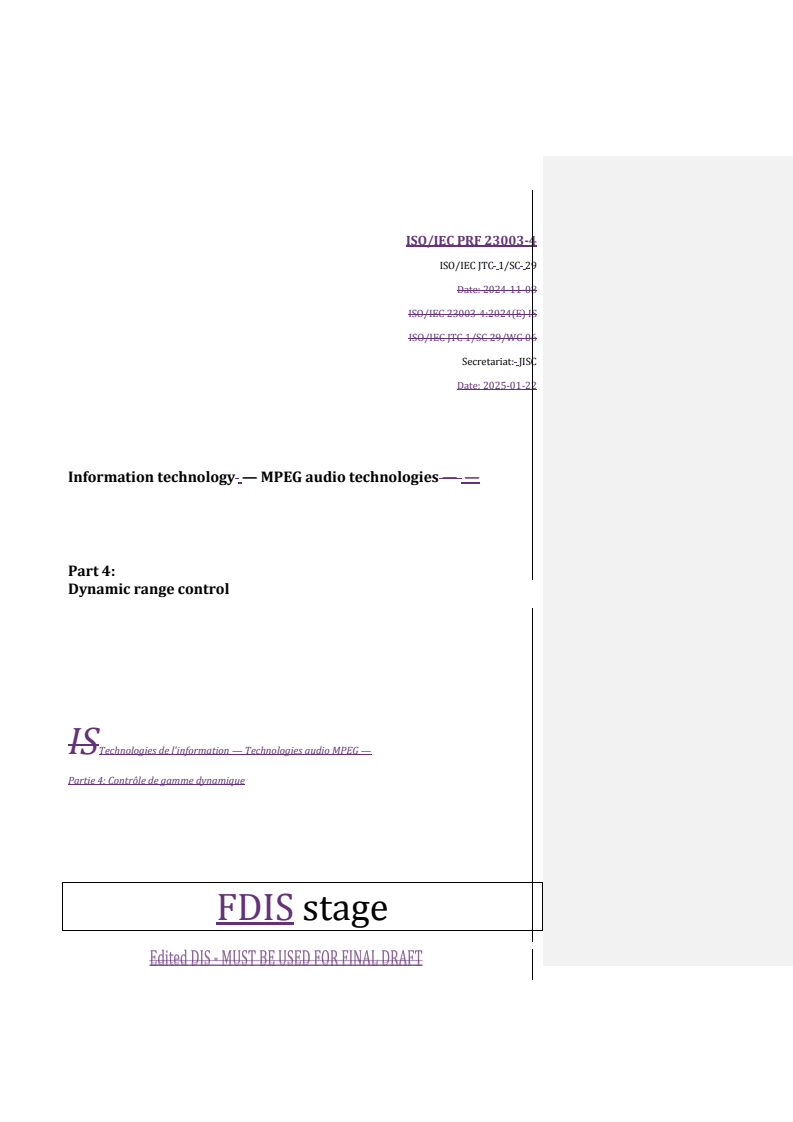 ISO/IEC 23003-4 - Information technology — MPEG audio technologies — Part 4: Dynamic range control