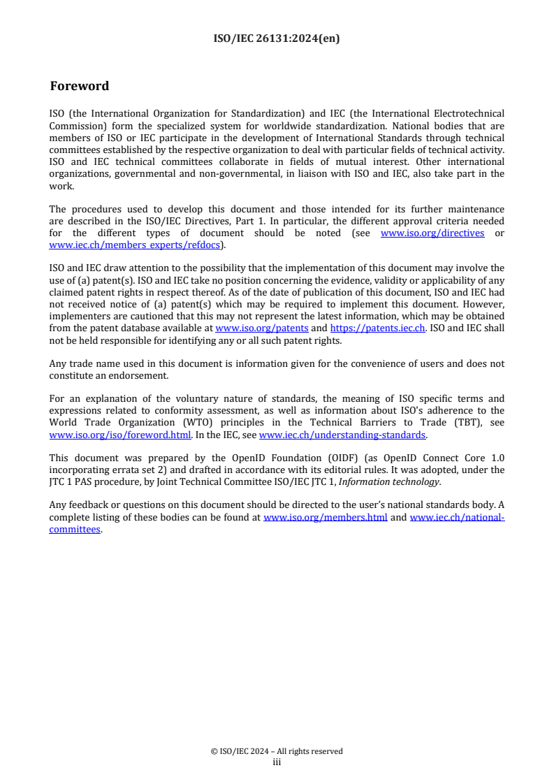 ISO/IEC PRF 26131 - Information technology — OpenID connect — OpenID ...