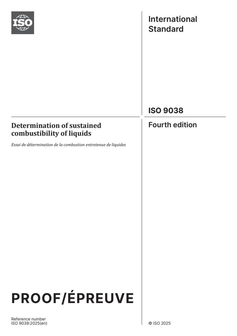 ISO 9038 - Determination of sustained combustibility of liquids