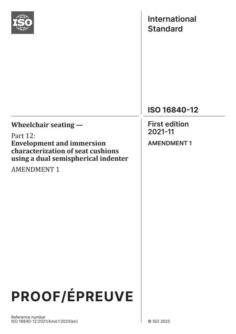 ISO 16840-12:2021/PRF Amd 1 - Wheelchair seating — Part 12: Envelopment ...