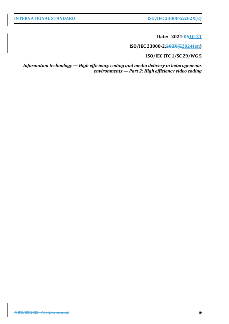 ISO/IEC FDIS 23008-2 - Information technology — High efficiency coding and media delivery in