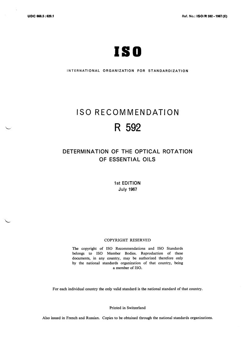 ISO/R 592:1967 - Title missing - Legacy paper document