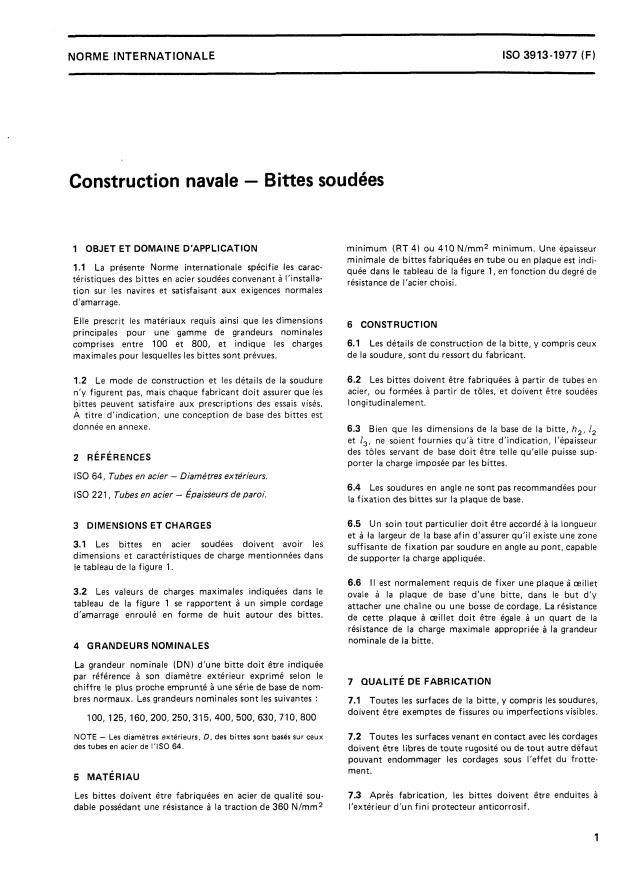 ISO 3913:1977 - Shipbuilding — Welded steel bollards