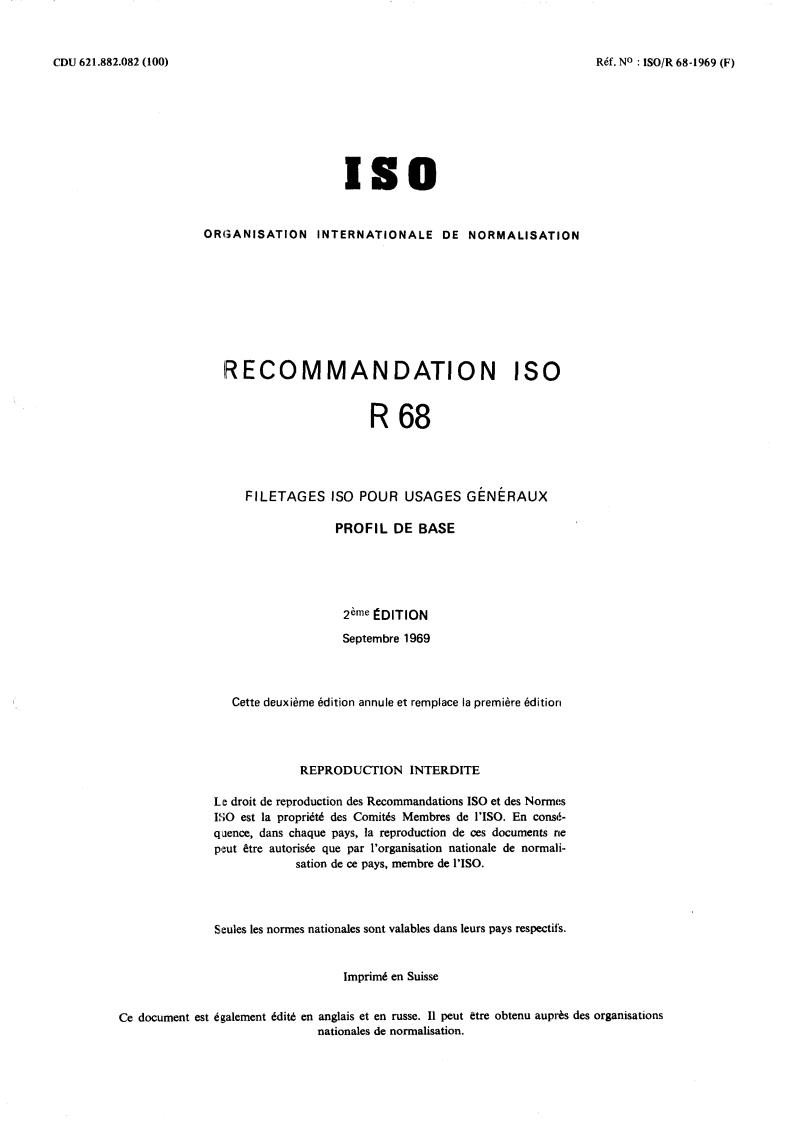ISO/R 68:1969 - Title missing - Legacy paper document
