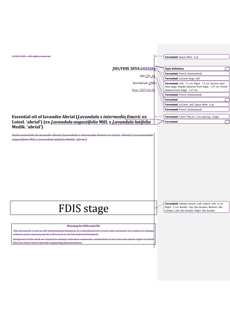 ISO/FDIS 3054 - Essential oil of lavandin Abrial (Lavandula x intermedia Emeric ex Loisel. ‘abrial’)