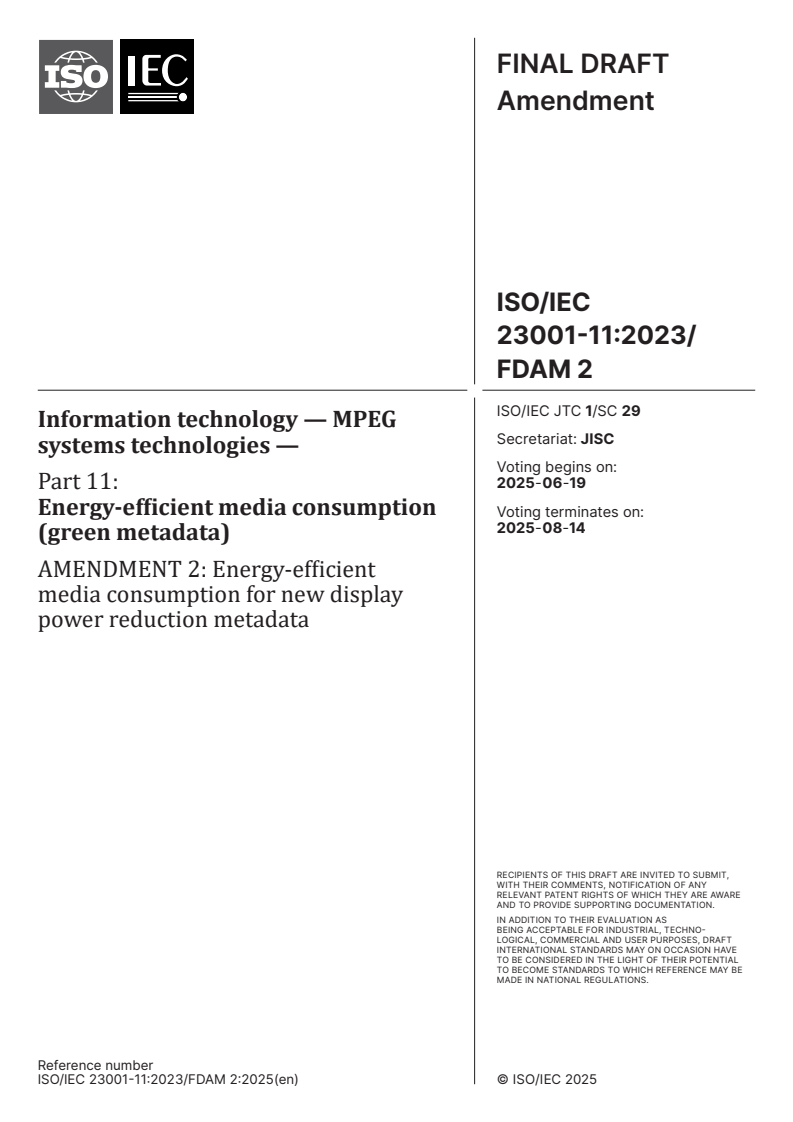 ISO/IEC 23001-11:2023/FDAmd 2 - Information technology — MPEG systems technologies — Part 11: