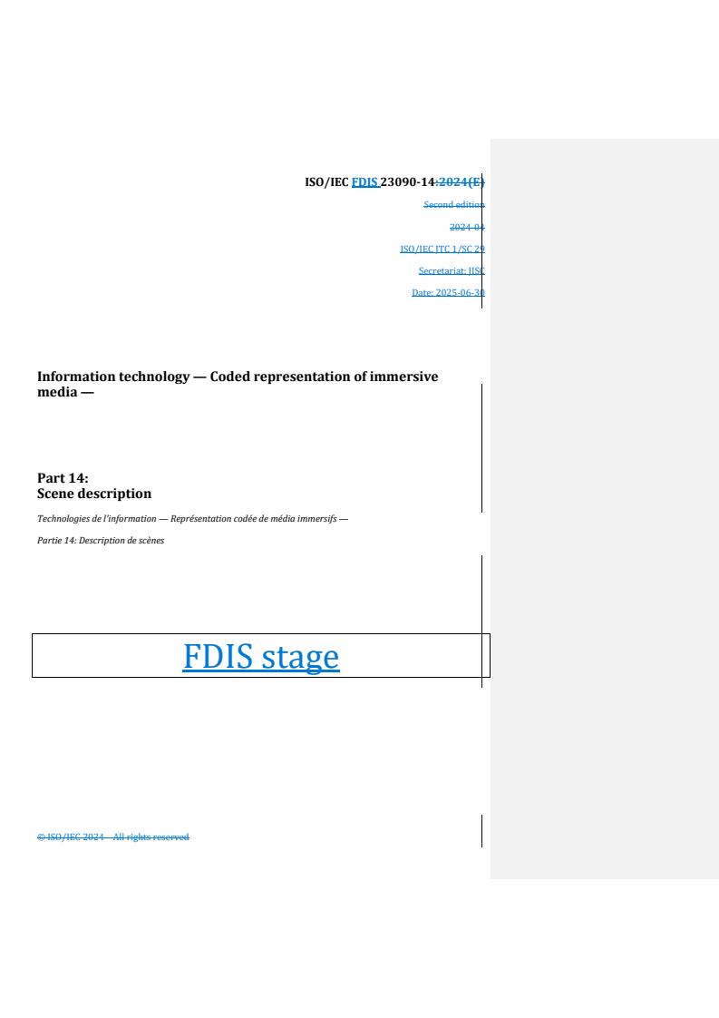 ISO/IEC FDIS 23090-14 - Information technology — Coded representation of immersive media — Part 14: