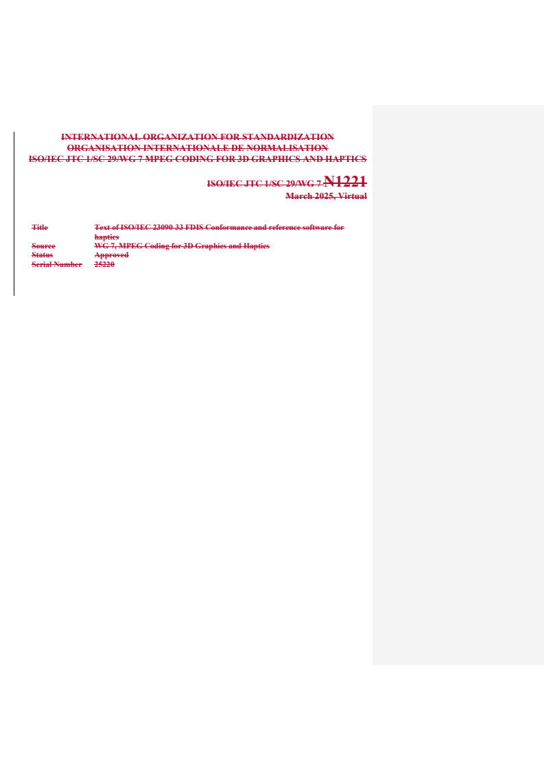 ISO/IEC FDIS 23090-33 - Information technology — Coded representation of immersive media — Part 33: